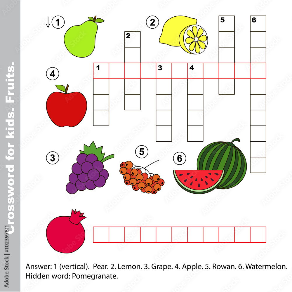 Fruit Crossword Puzzle For Kids