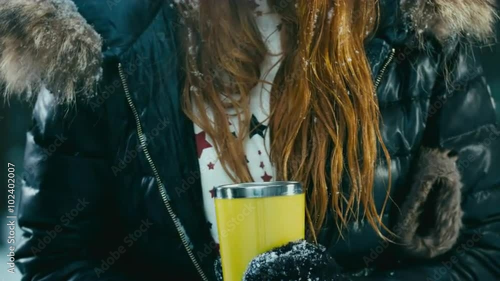 4K UHD 60 FPS slow motion close up shot of young Caucasian girl opening ...