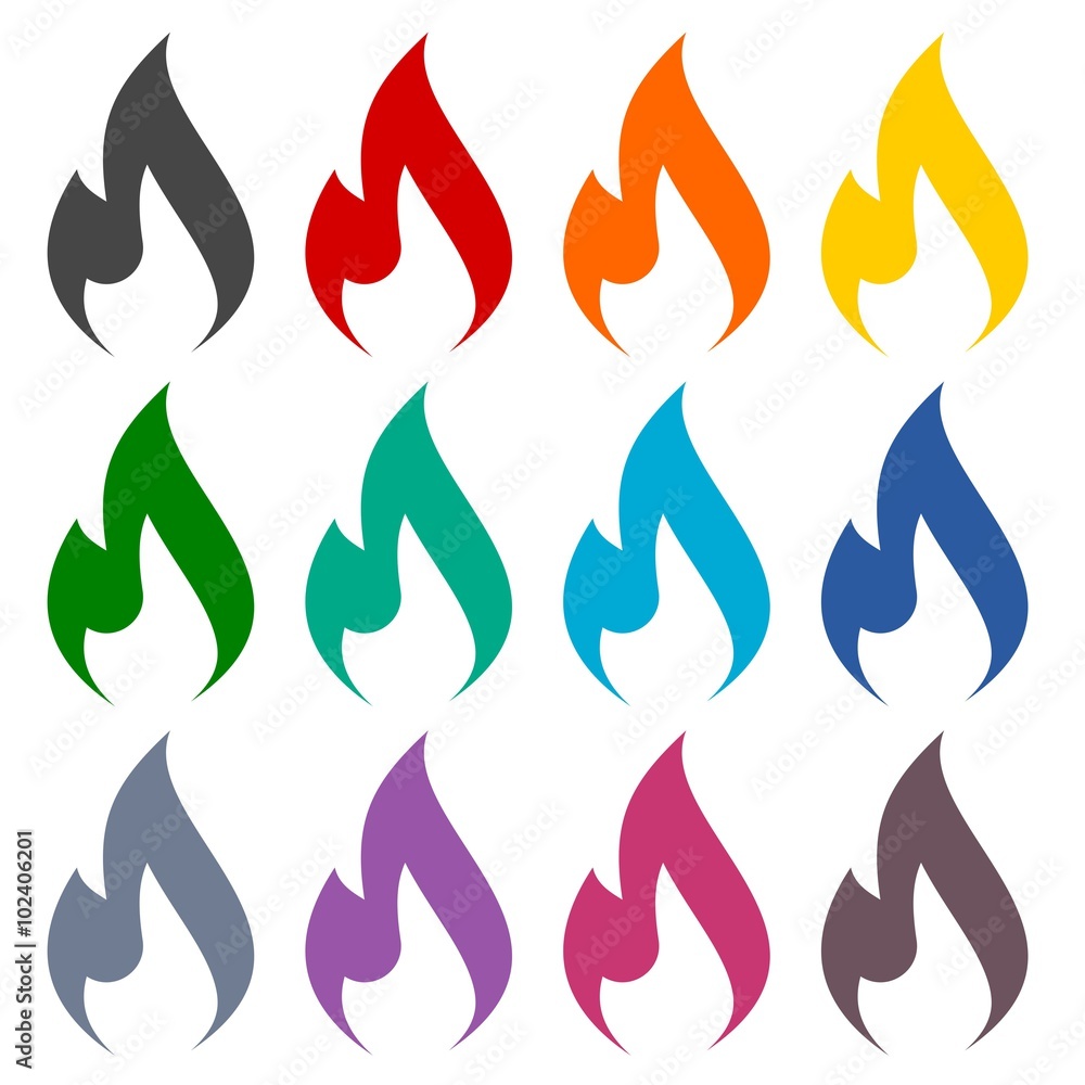 Gas Flame Icons set Stock Vector | Adobe Stock