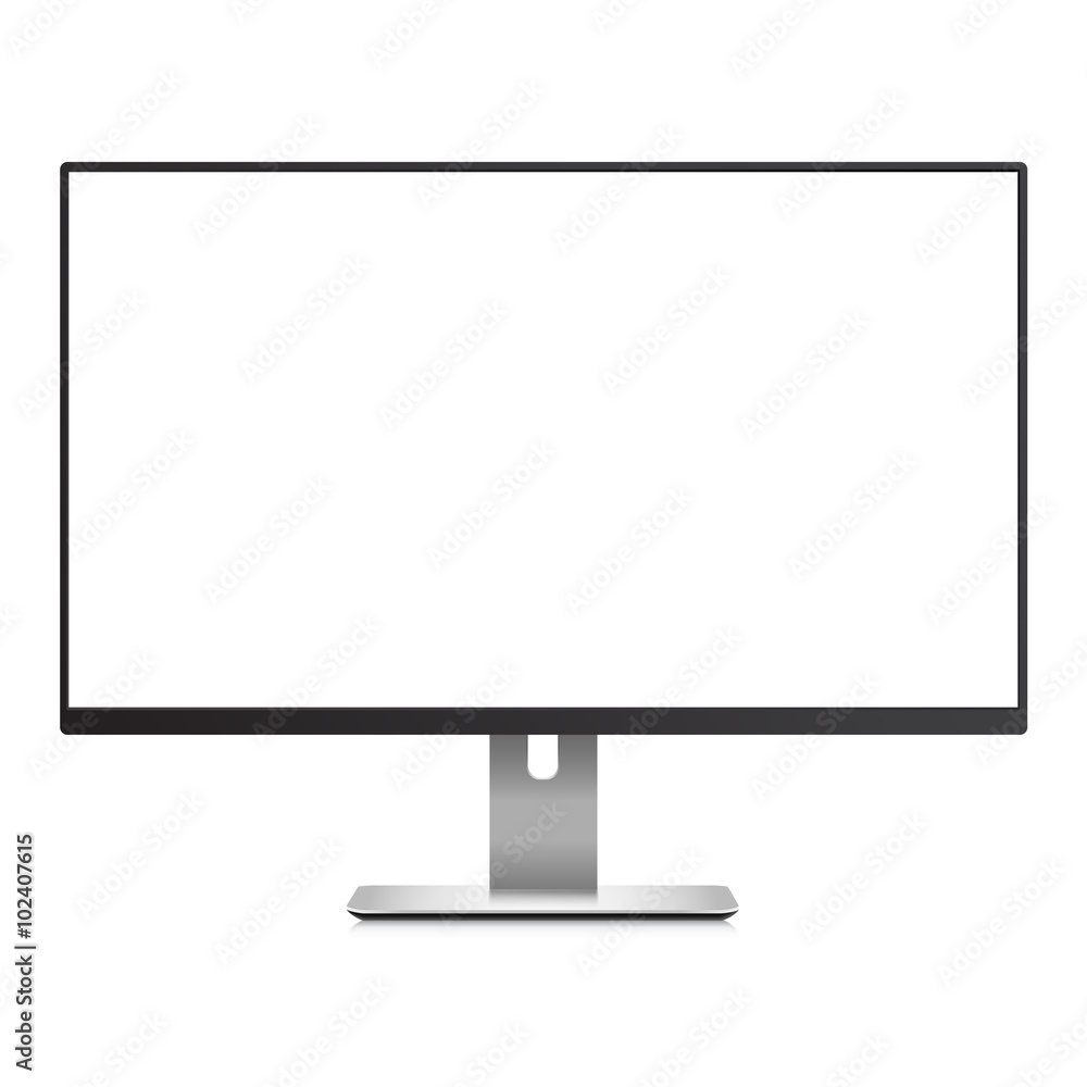 Computer Monitor with white blank screen Mockup Stock Vector | Adobe Stock