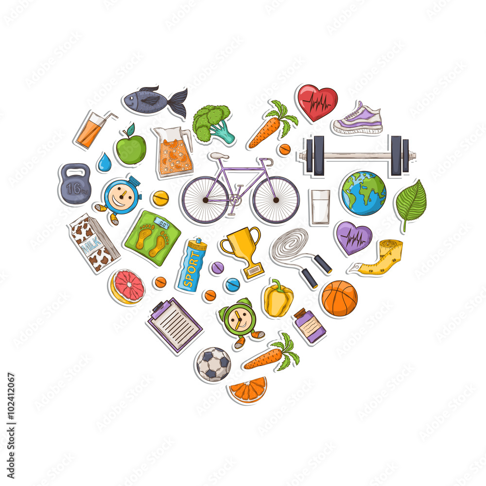 Heart Concept I love healthy lifestyle sign,symbol,icon isolated on a ...