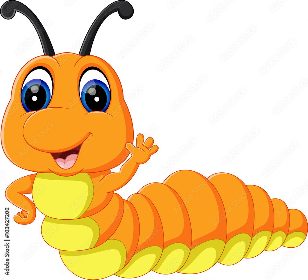 illustration of Cute caterpillar cartoon Stock Vector | Adobe Stock