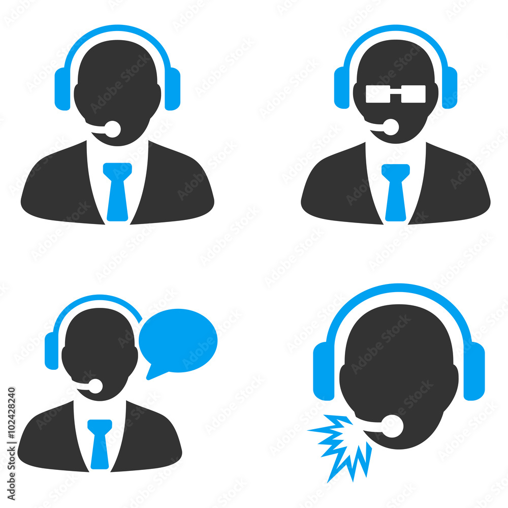 Call Center Managers vector icons. Style is flat bicolored symbols ...