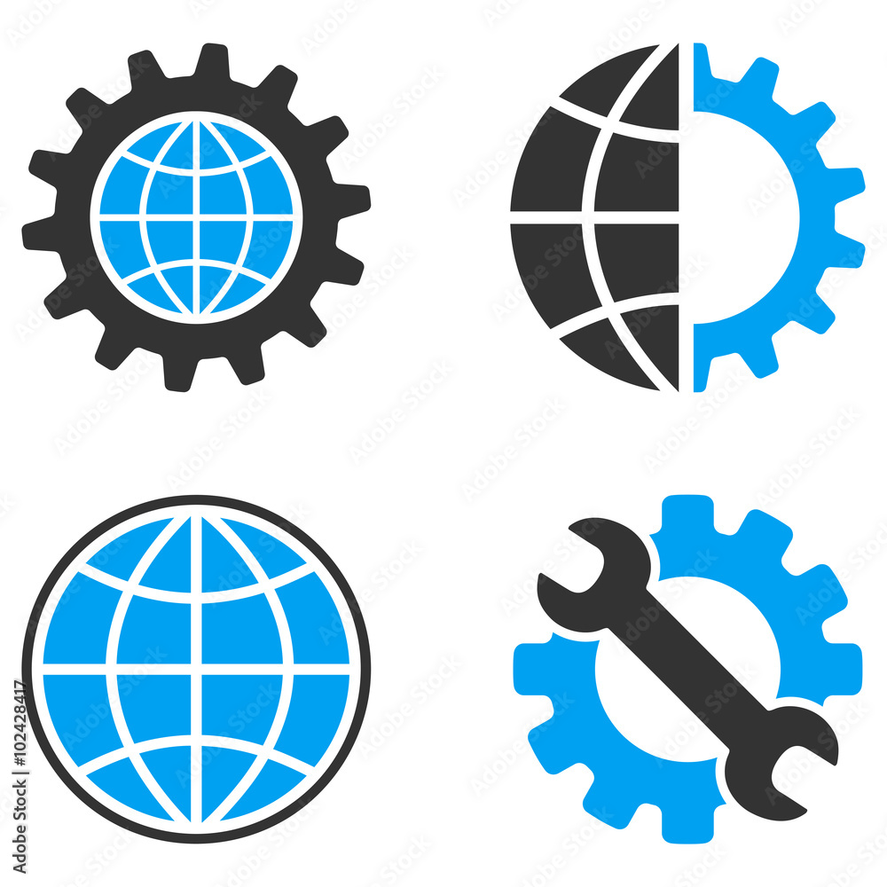 Vettoriale Stock Global Development vector icons. Style is flat ...
