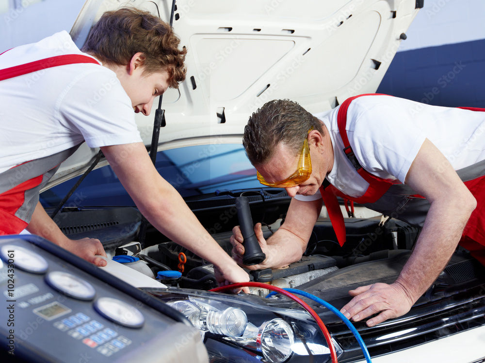Checking the air handling unit of a car Stock Photo | Adobe Stock