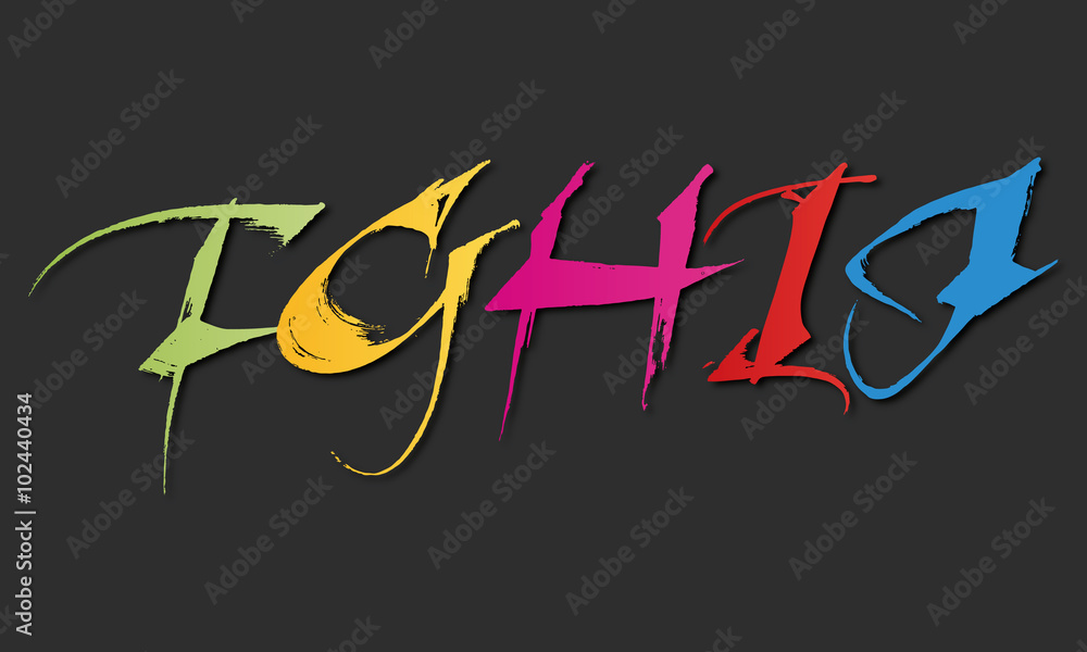 Lettres FGHIJ calligraphiques Couleurs. Stock-Vektorgrafik | Adobe Stock