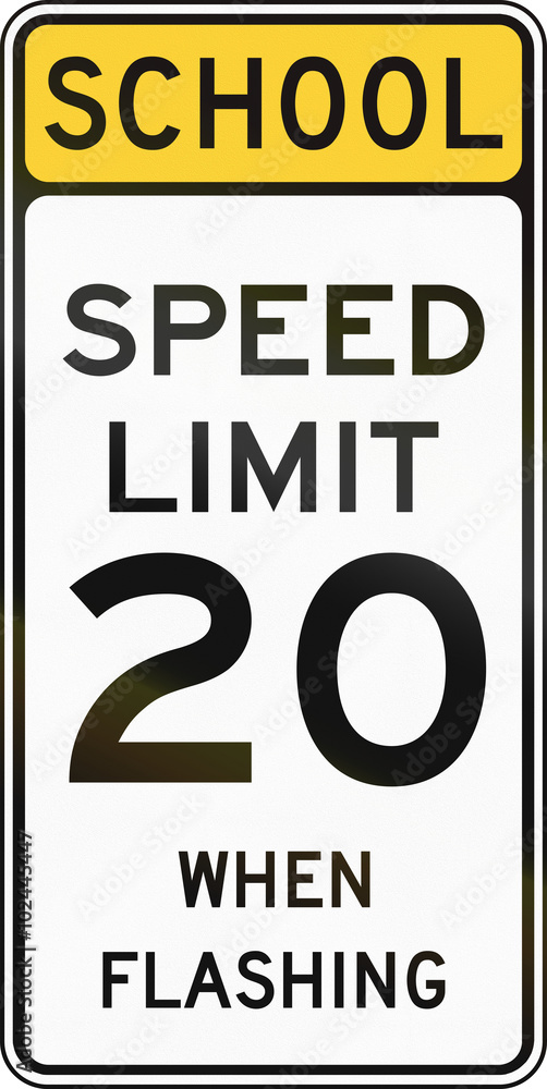 United States MUTCD school zone road warning sign - Speed limit Stock ...