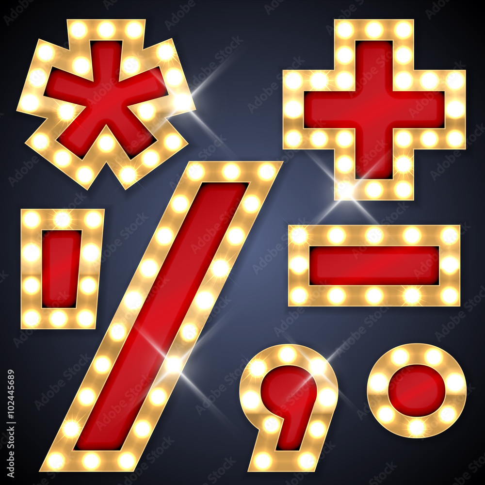 Vector illustration of realistic retro signboard punctuation and ...