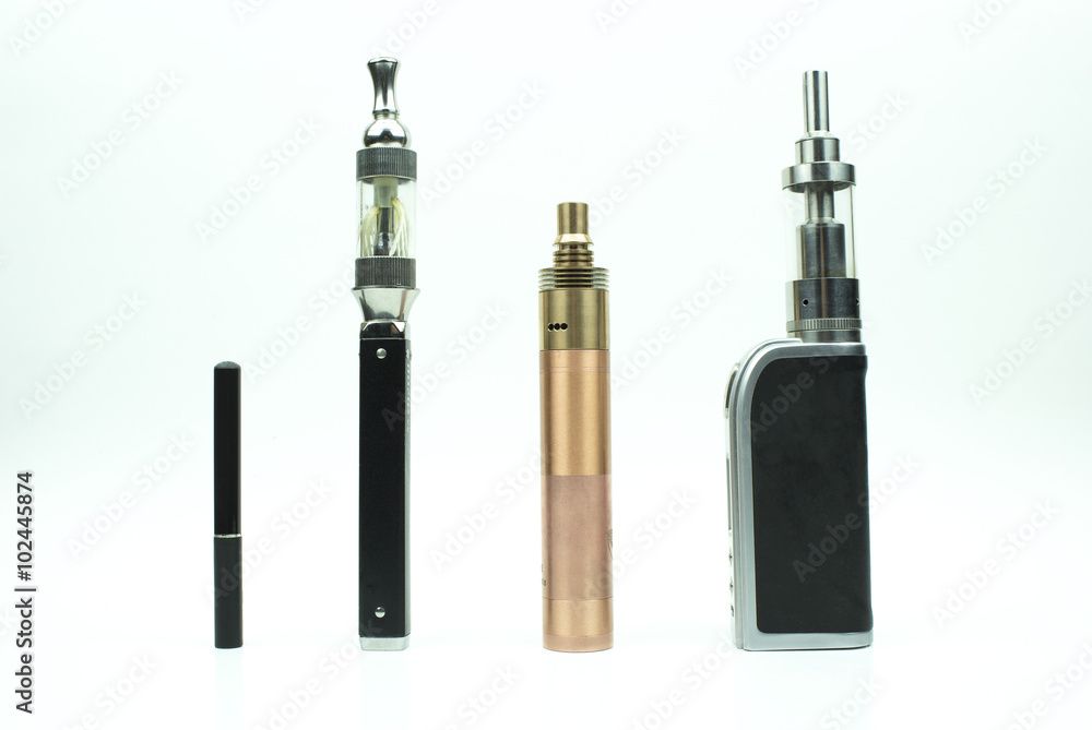 Evolution of electronic cigarettes - isolated on white background Stock ...