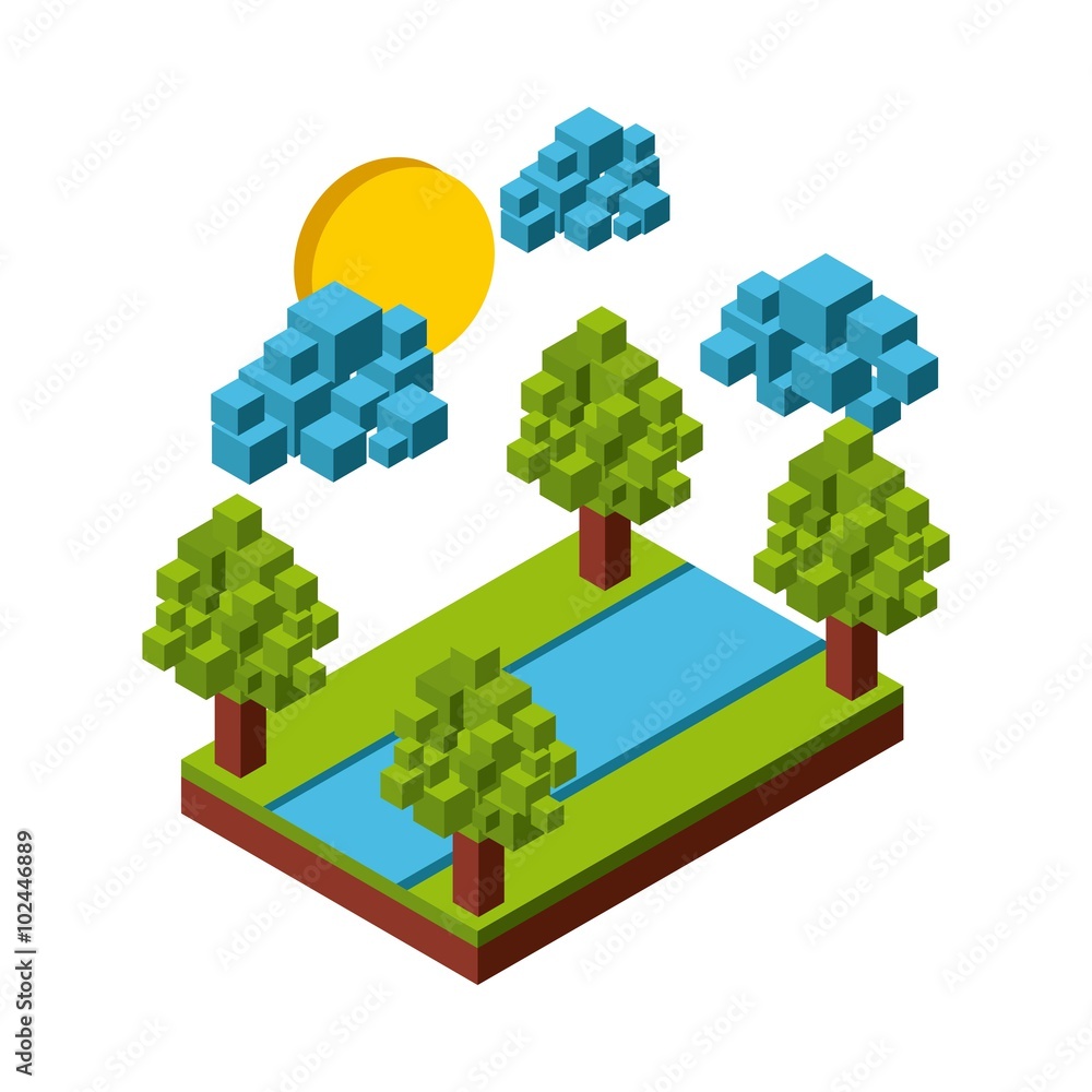 nature in pixels design Stock Vector | Adobe Stock