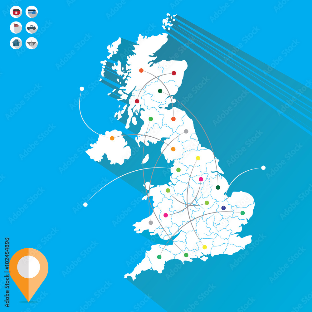 Vector map of Great Britain on white isolated - Illustration Stock ...