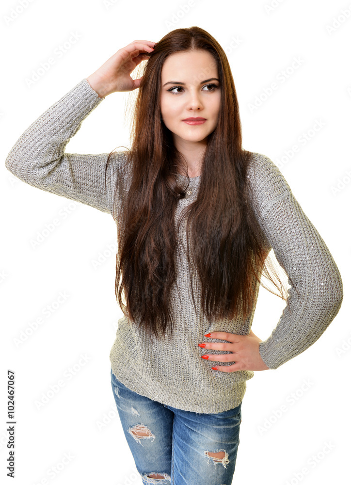 Beautiful woman with long hair. Stock Photo | Adobe Stock