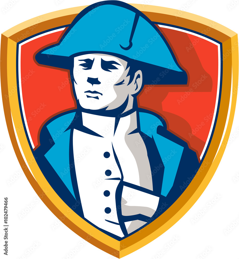 Napoleon Bonaparte Bicorn Hat Shield Retro Stock Vector | Adobe Stock