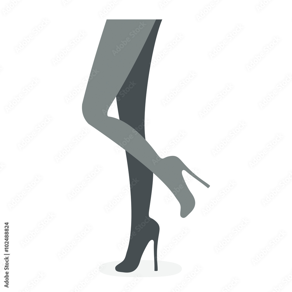 vector outline of female legs in high heels on white background Stock ...