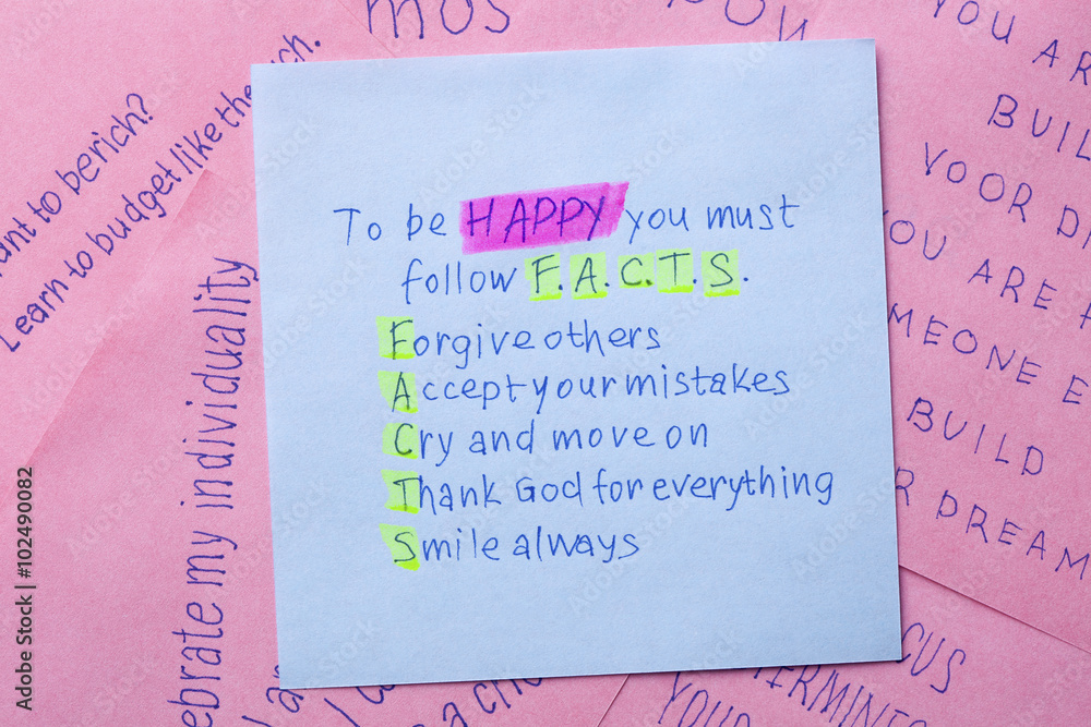 Sticky note with text to be happy you must Stock Photo | Adobe Stock