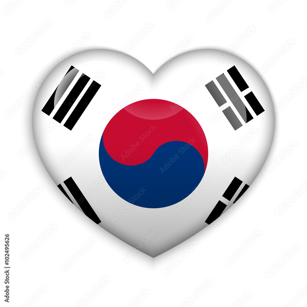 Love South Korea. Flag Heart Glossy Button Stock Vector | Adobe Stock