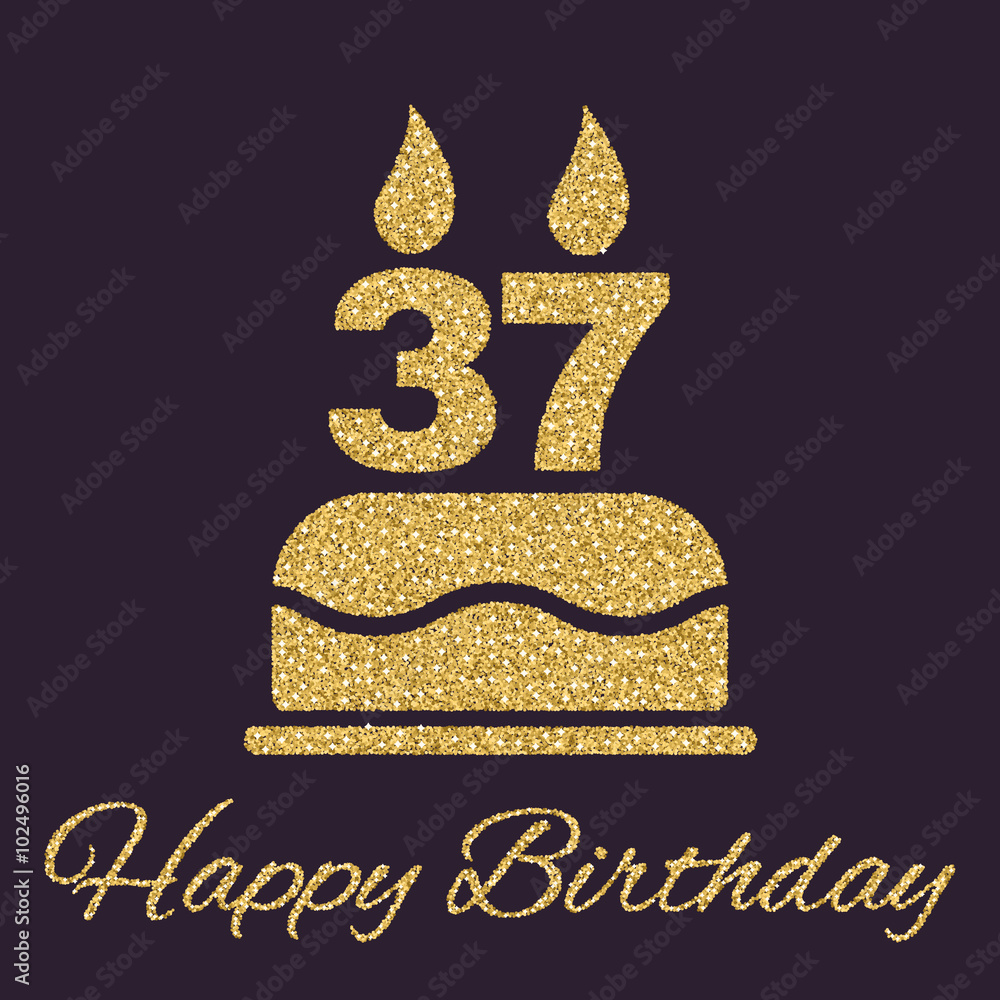 The birthday cake with candles in the form of number 37 icon. Birthday ...