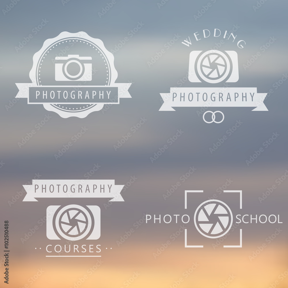 photography, courses, photo school, photographer logo, emblems, signs ...