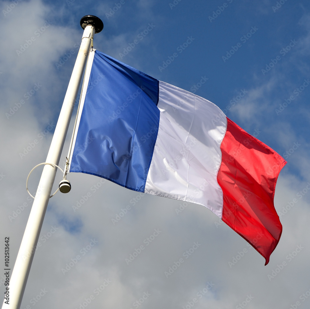 Drapeau Français flottant Stock Photo | Adobe Stock