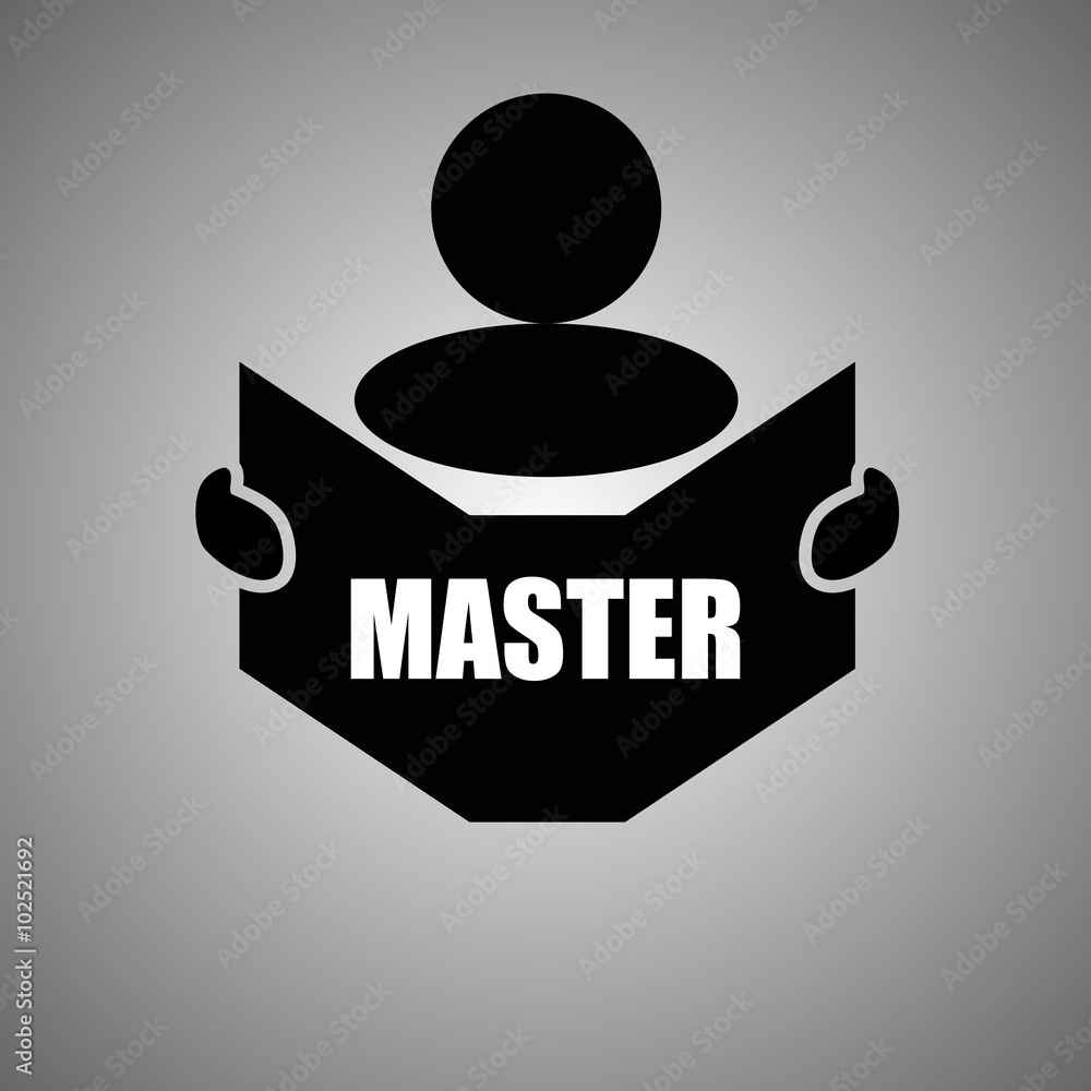 New concept of MASTER symbol : Book, Magazine, Ebook reader, student ...