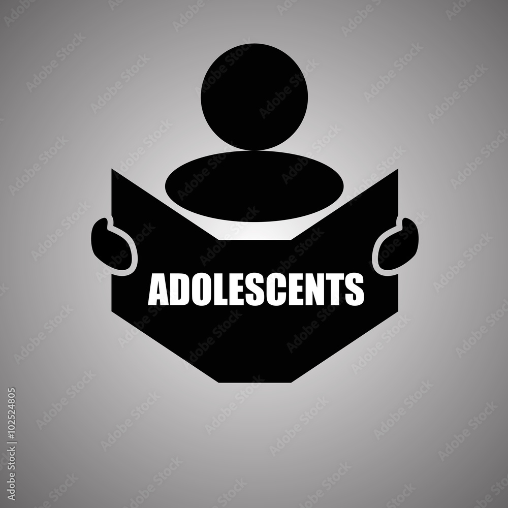 New concept of ADOLESCENTS symbol : Book, Magazine, Ebook reader ...