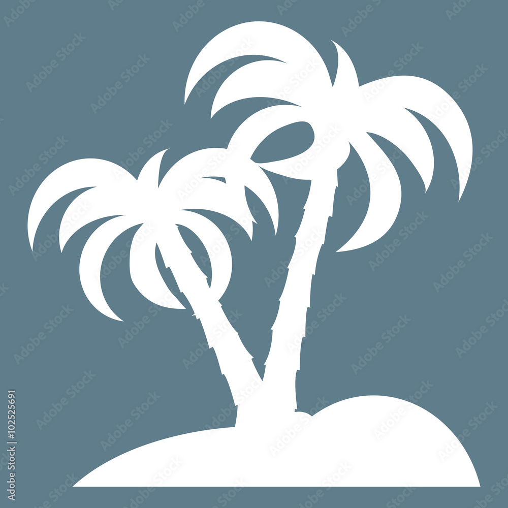 Stylized icon of the island with palm trees Stock Vector | Adobe Stock