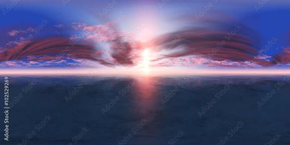 HDRI High resolution map. panorama of sea sunset, the view of the ocean ...