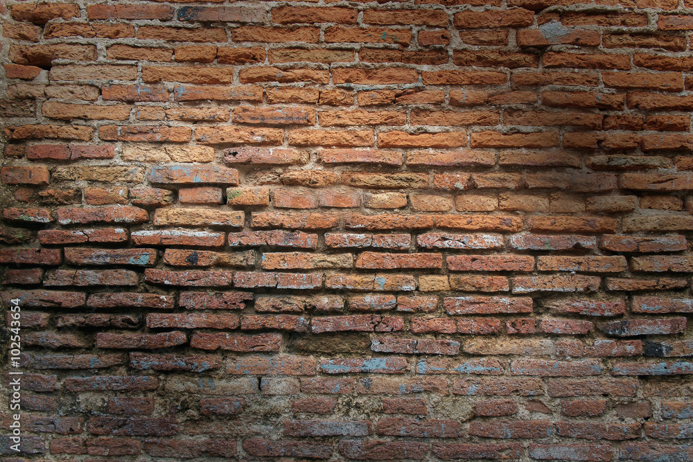 Brick wall / Background of old brick wall. Dim light. Stock Photo ...