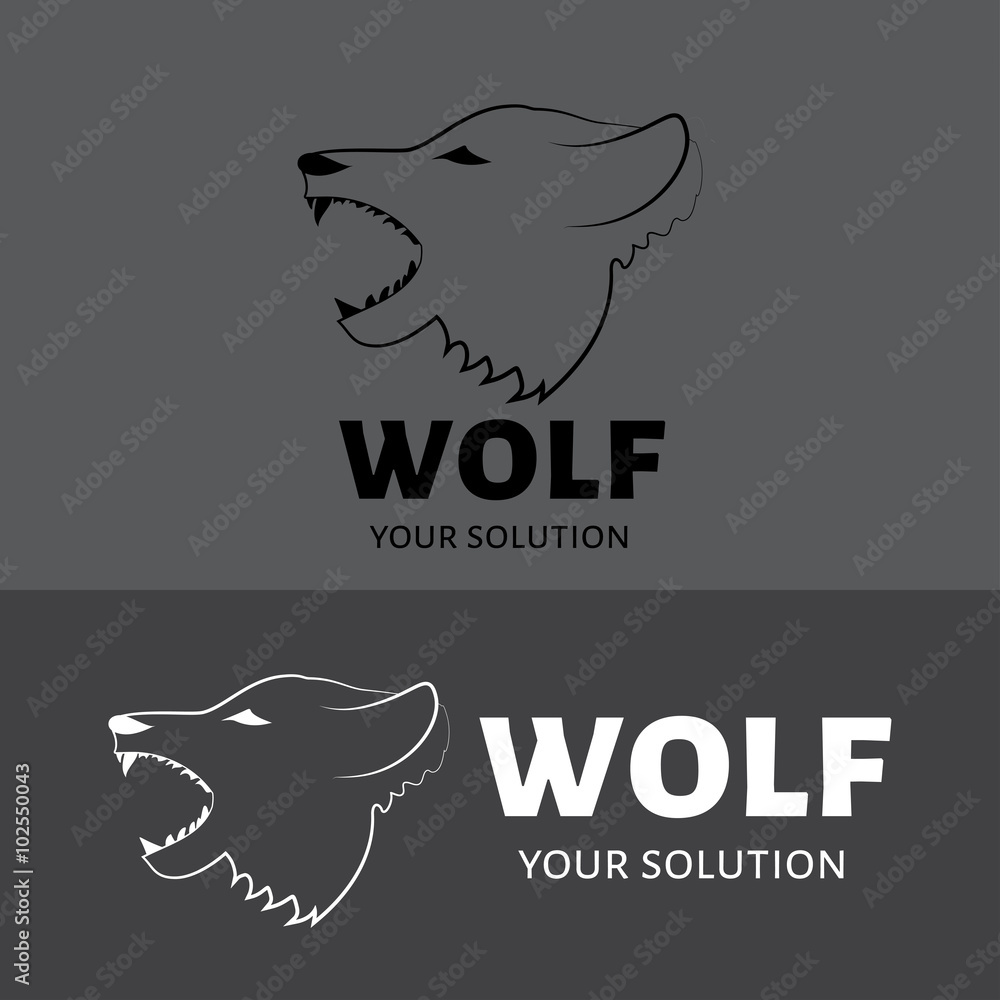 The vector logo of the wolf. Brand logo in the shape of a wolf head ...