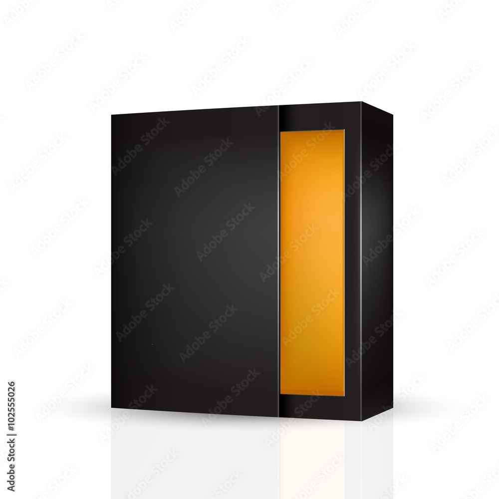VECTOR PACKAGING: Slide to open modern black orange inside packaging ...