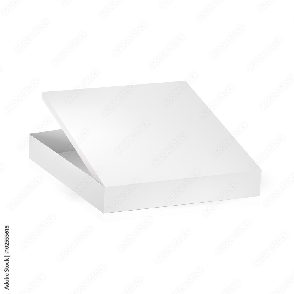 VECTOR PACKAGING: White gray packaging box with open lid on isolated ...
