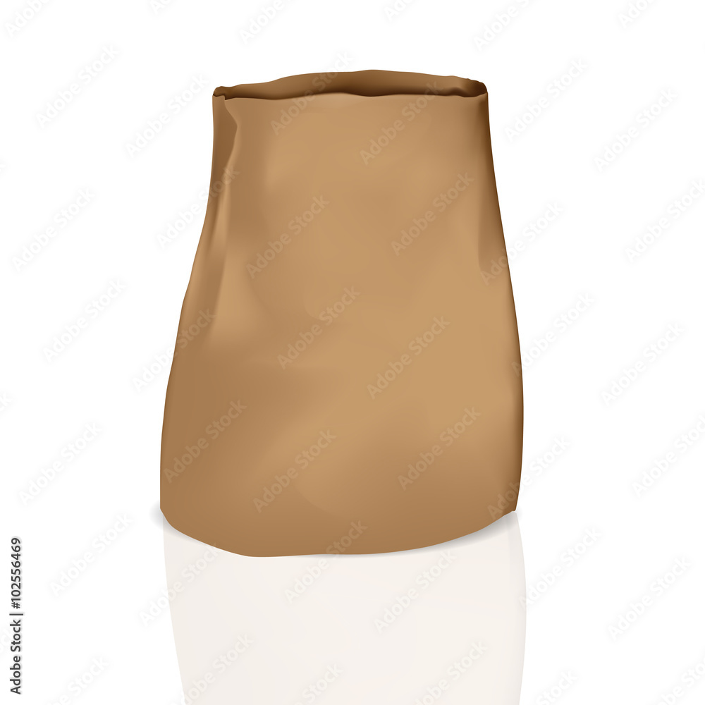 VECTOR PACKAGING: Crumpled Brown Paper Bag on isolated white background ...