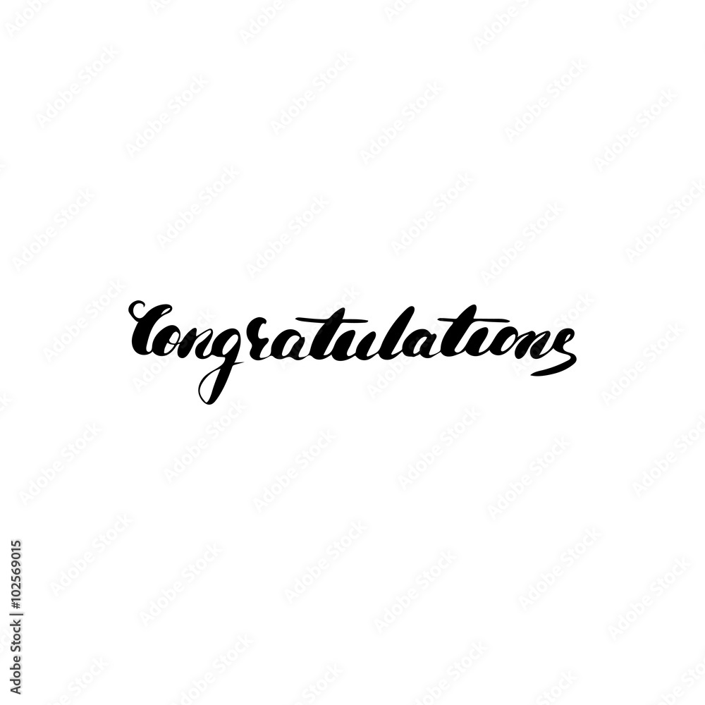 Congratulations - hand painted ink brush pen modern calligraphy Stock ...
