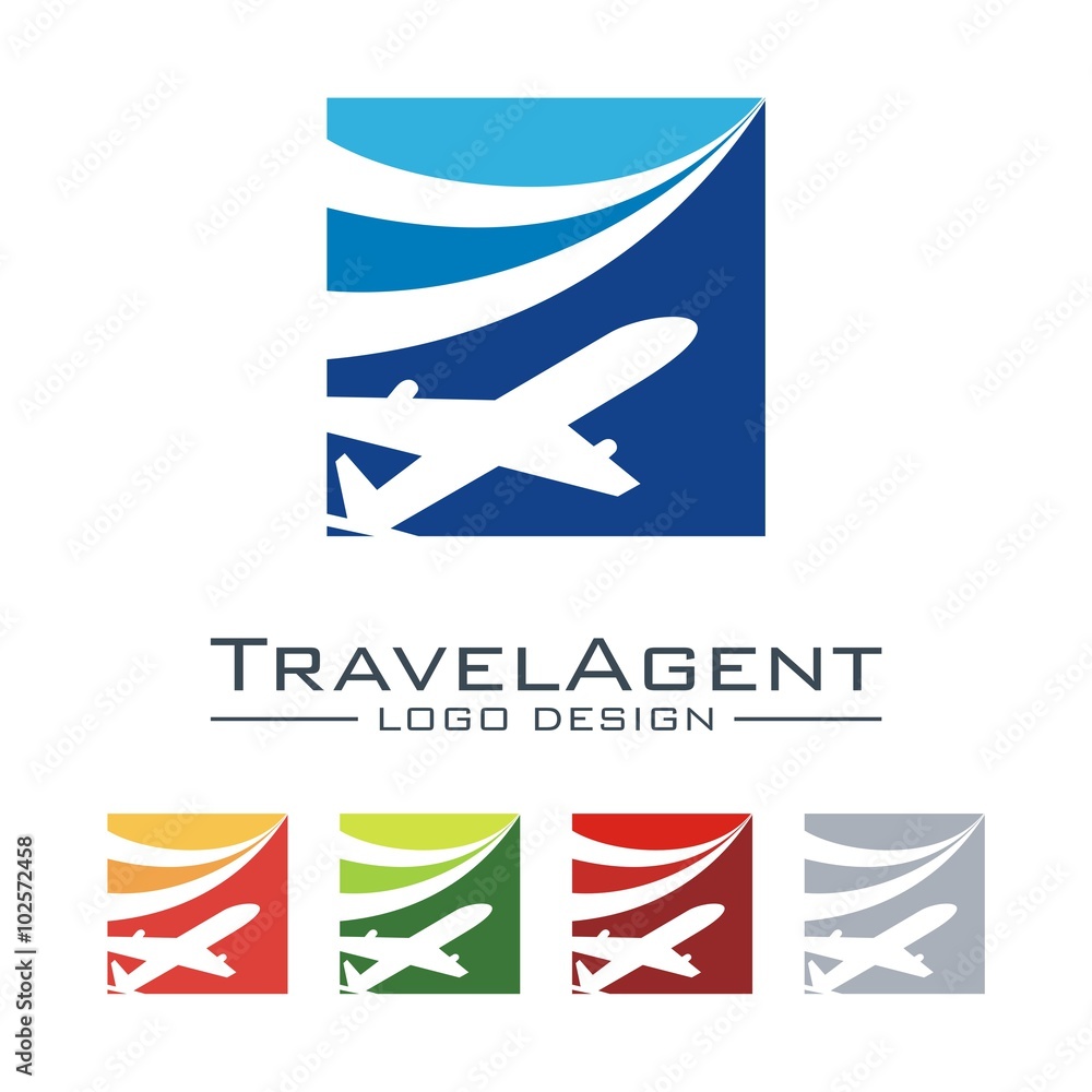 Travel And Tour Logo, Plane, Square Design Logo Vector Stock Vector ...