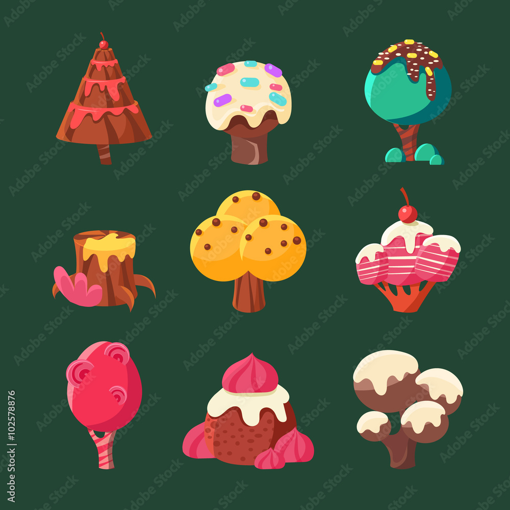Cartoon Sweet Candy Land Collection. Vector Illustration Stock Vector ...