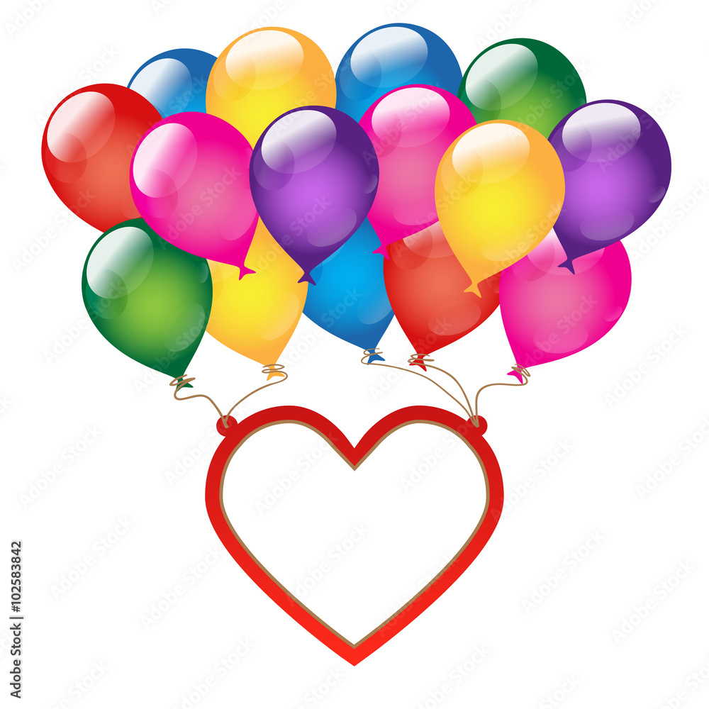 Balloons, heart frame Stock Vector | Adobe Stock