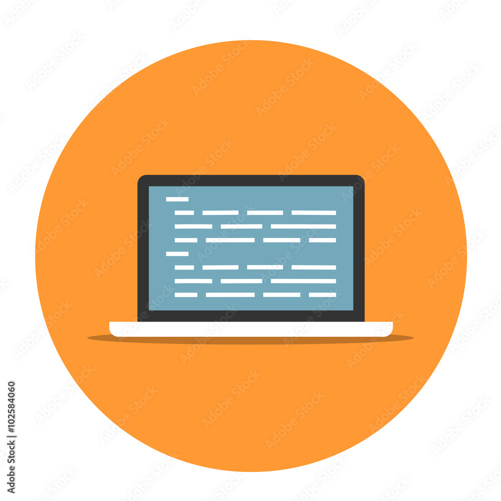 Laptop with coding icon Stock Vector | Adobe Stock