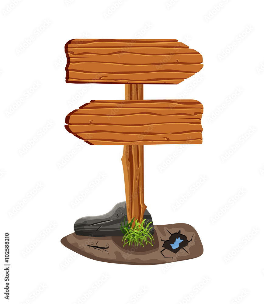 Colorful cartoon road sign with two arrows with an empty spot for a ...