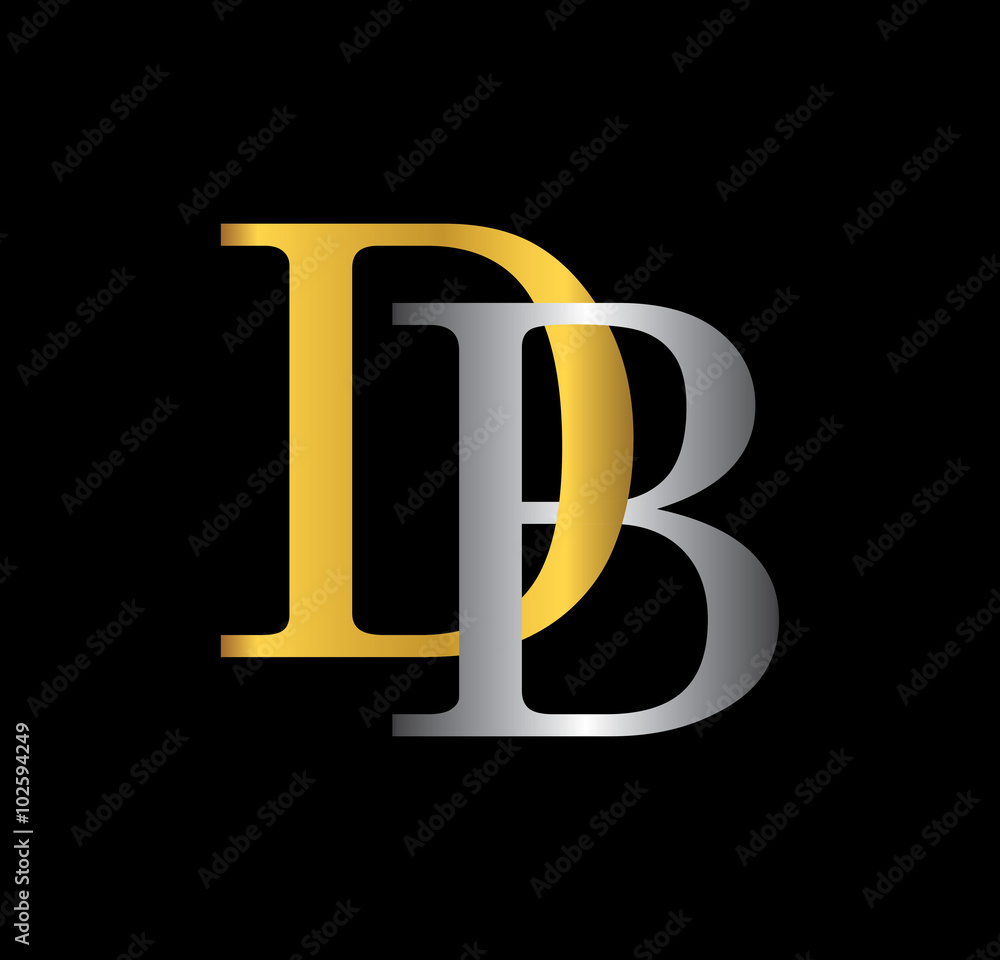 DB initial letter with gold and silver Stock Vector | Adobe Stock