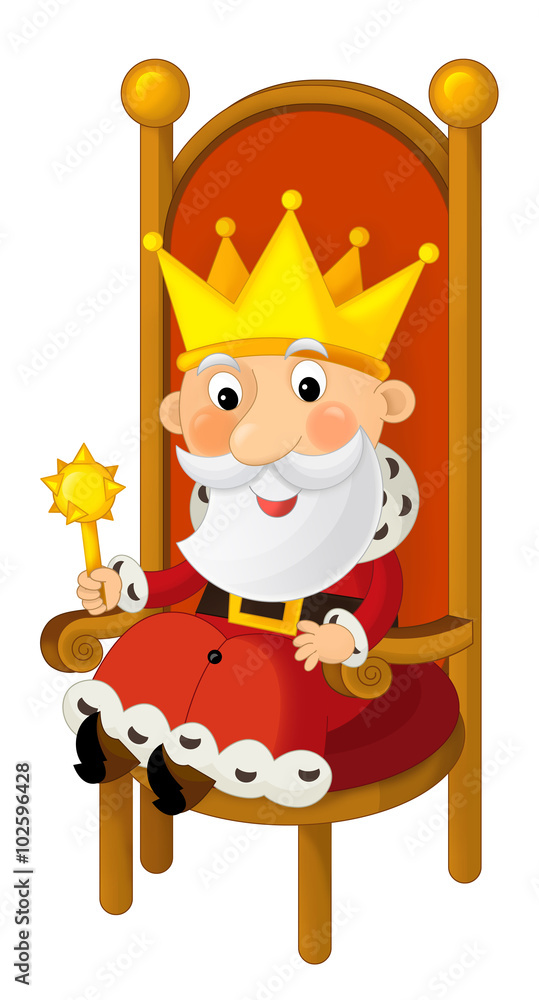 Cartoon king sitting on the throne - isolated - illustration for the ...
