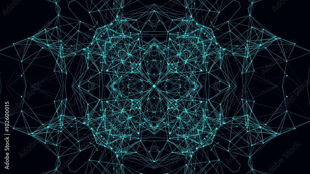 Blue Neon Polygon Background. Art Pattern Animation. 4K Abstract ...