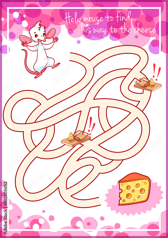 Maze game for kids with mouse and cheese. Stock Vector | Adobe Stock