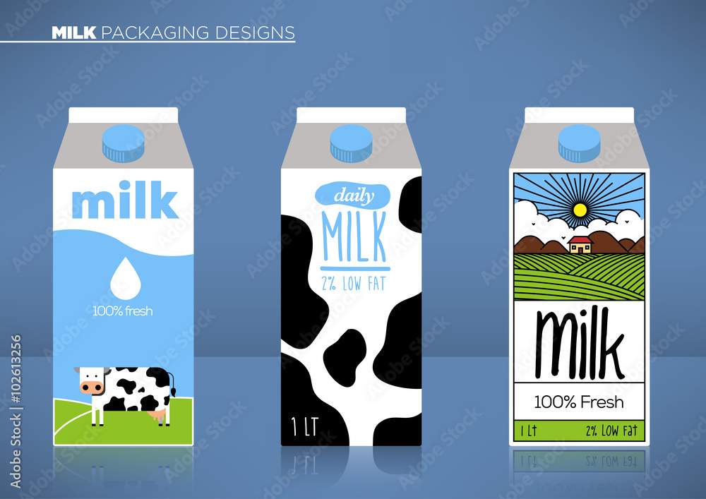 Trendy Vector Milk Packaging Template Stock Vector | Adobe Stock