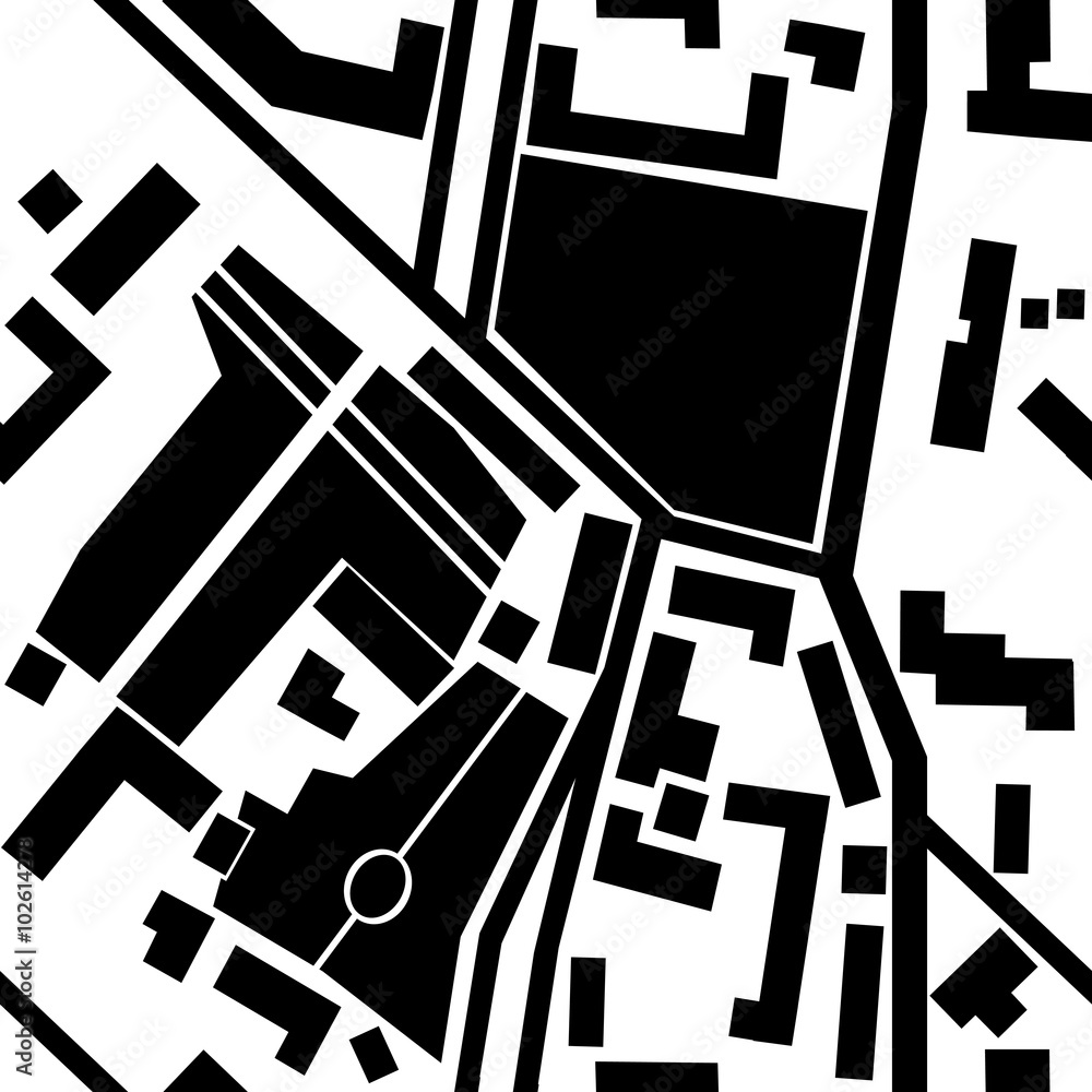 City map with parks, crossroads, house silhouetes - seamless pa Stock ...