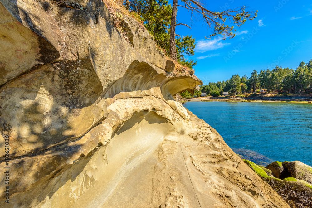 Rocky beach and ocean scenic for vacations and summer getaways. Famous ...
