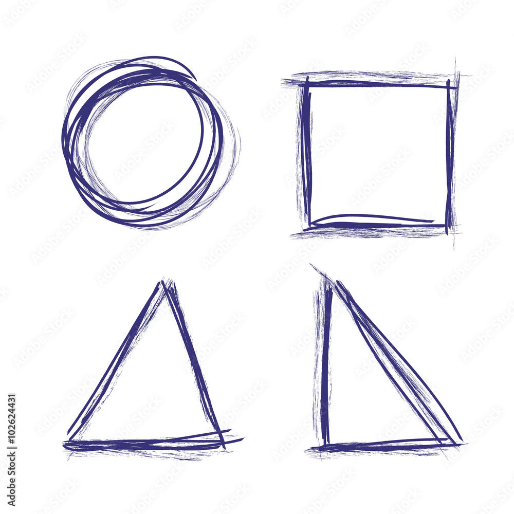hand drawn shapes, circle, square, triangle, illustration design ...