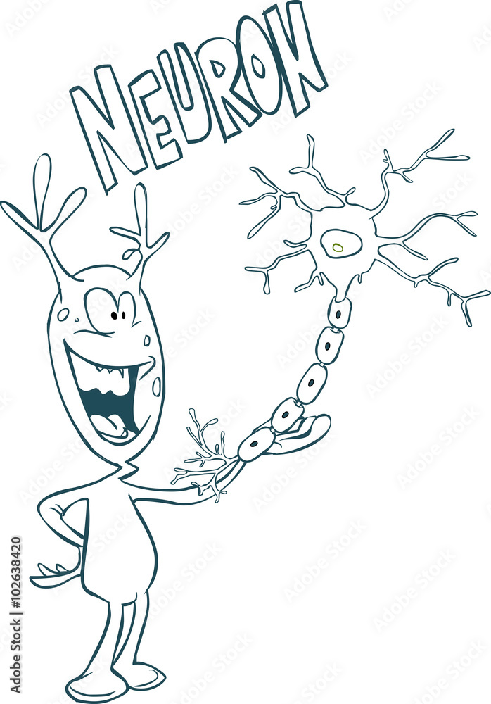 white background vector illustration of a Neuron Stock Vector | Adobe Stock