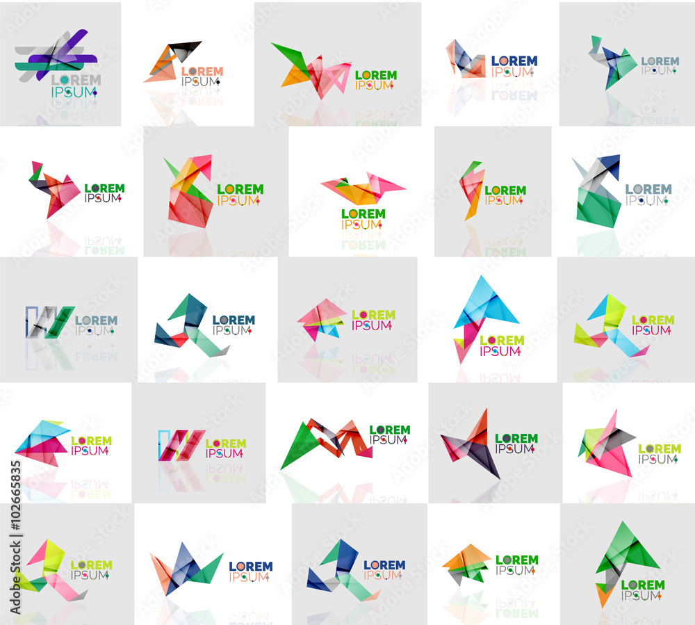 Collection of colorful abstract origami logos Stock Vector | Adobe Stock
