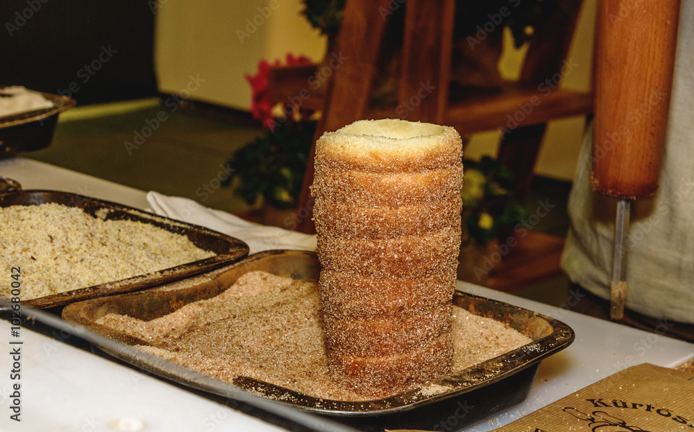 Vanilla trdelnik is a traditional Slovak, czech cake and sweet pastry ...