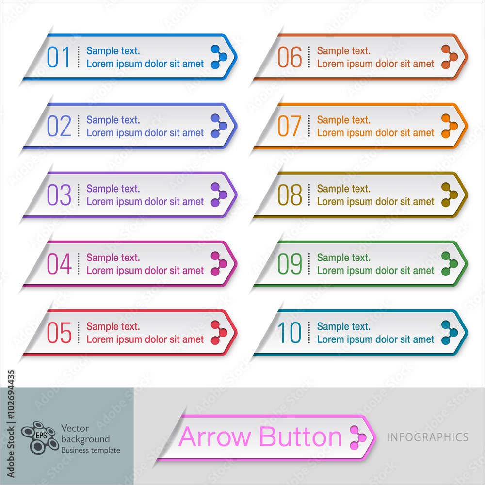 Infographic Vector Arrow Button Stock Vector | Adobe Stock